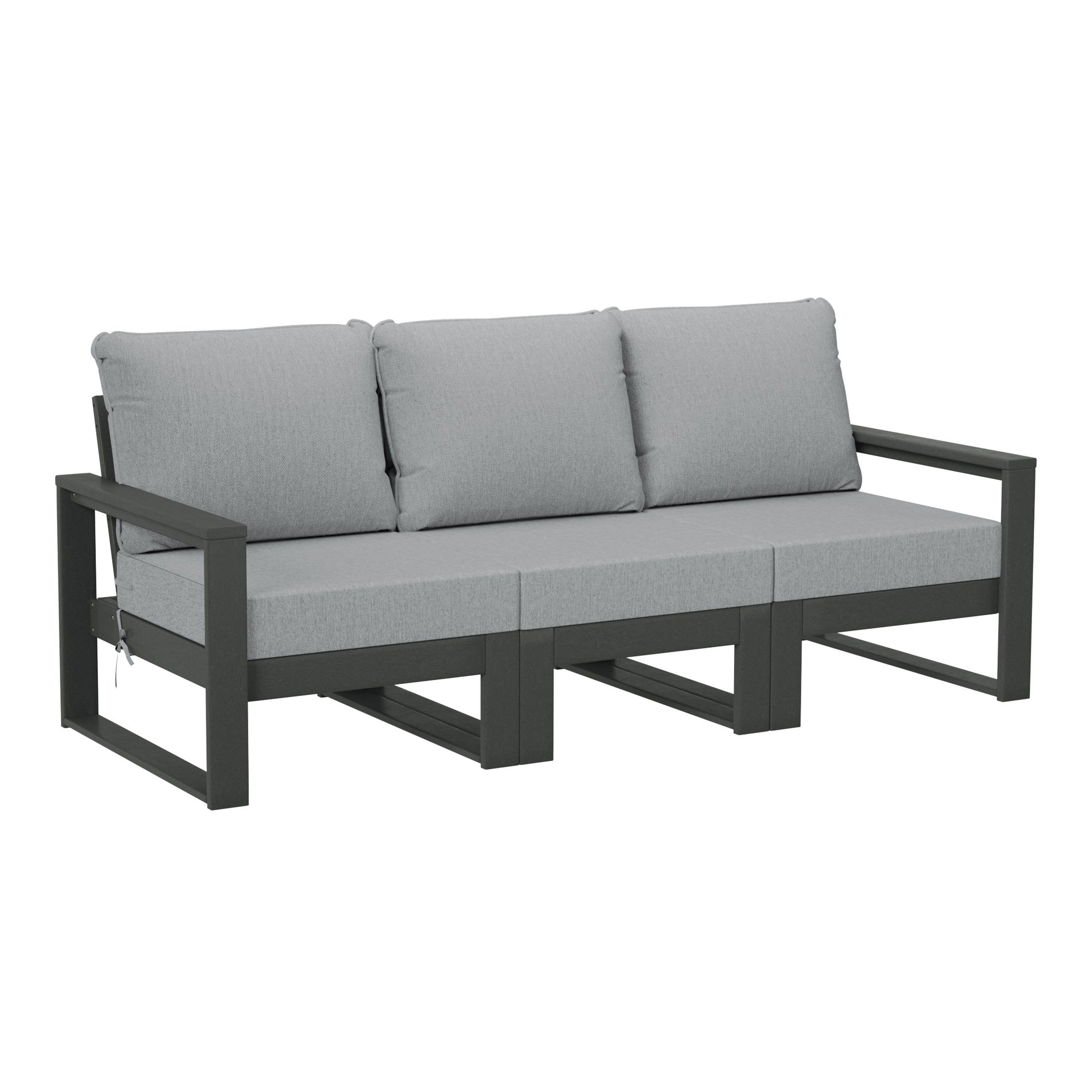Montara Outdoor HDPE All-Weather Modern Deep Seating Patio Sofa with W ...